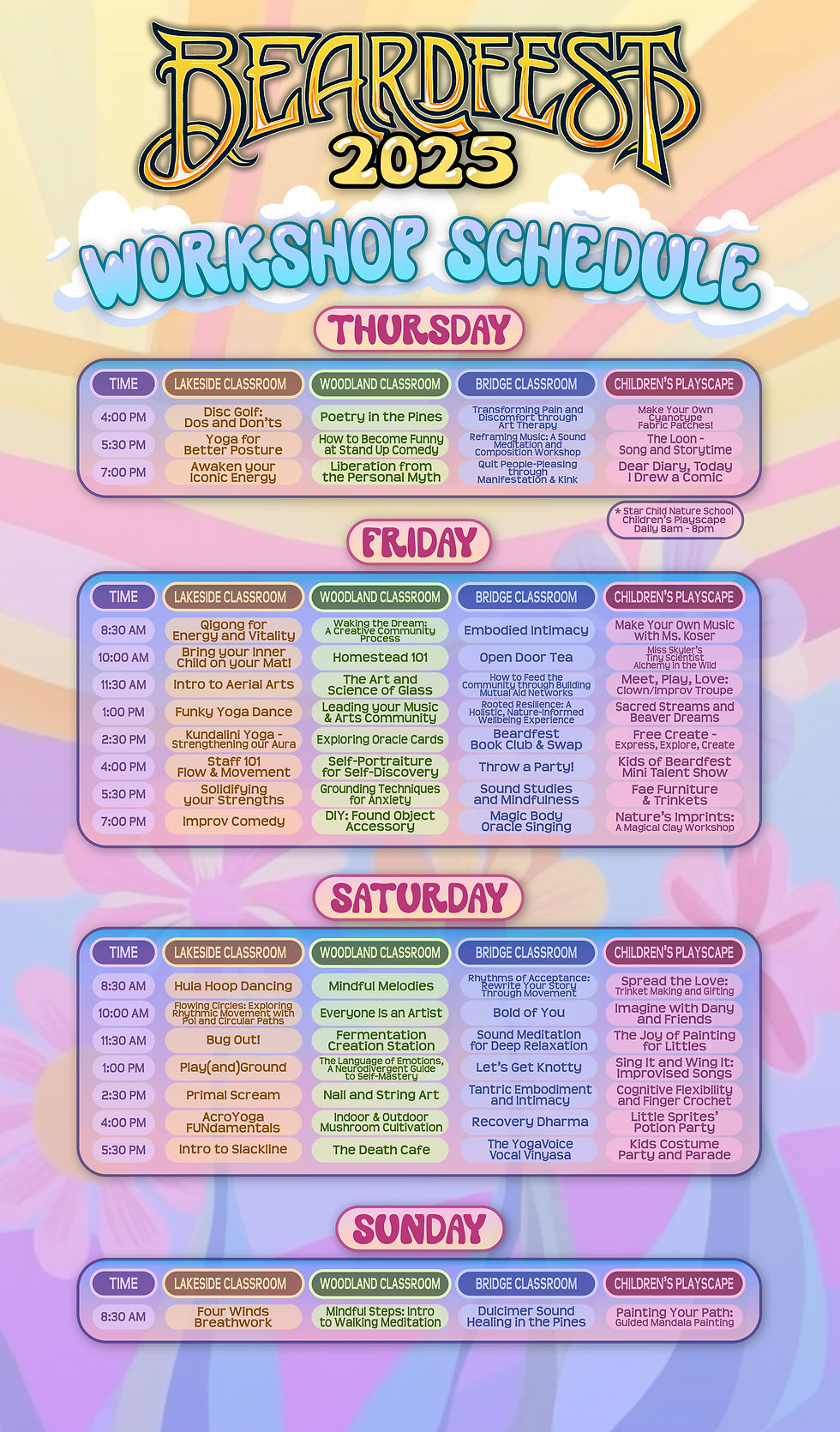 WORKSHOP SCHEDULE | BEARDFEST